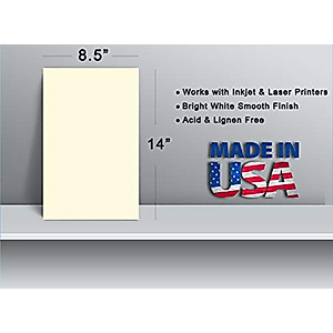 250 Sheets Cream Colored Legal Size Cardstock (8.5 X 14 Inches) - 65lb Cover