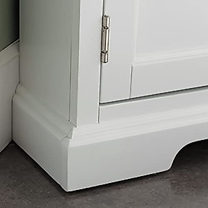 Leick Home Mateo Solid Wood Corner TV Stand for TVs up to 65", 4 Door Entertainment Center, White, Living Room Storage, 85386