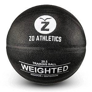 Zo Athletics Weighted Basketball - Workout Included on The 3lb Heavy Basketball for Training and Dribbling Drills - Basketball Training Equipment for Adults and Youth (Black)