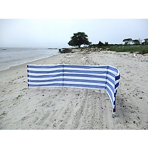 13 ft Beach Windscreen Privacy Windbreak with a Bag and Mallet Made in Europe (Blue/White Stripes)