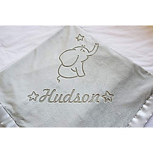 AW BRIDAL Personalized Baby Blanket Gift, Receiving Baby Blankets for Boys Girls, Elephant Baby Stuff Customized Baby Blanket Shower Gifts(36x36inch)