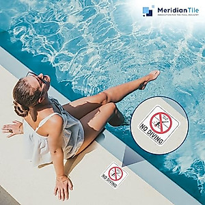 Aquatic Custom Tile - No Diving Pool Sign, 6x6 Inches No Diving Signs, Adhesive No Diving Pool Sticker, Vinyl No Diving Sticker, Swimming Pool Stickers, and Accessories, MADE IN USA - (1 Pack)