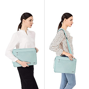 MOSISO Laptop Shoulder Bag Compatible with MacBook Air/Pro,13-13.3 inch Notebook,Compatible with MacBook Pro 14 2023-2021 A2779 M2 A2442 M1, Polyester Briefcase Sleeve with Side Handle, Mint Green