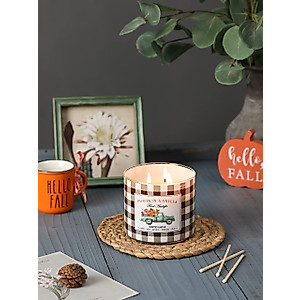 Pumpkin Candle Fall Candle Pumpkin Vanilla Secented Candle Autumn 3 Wicks Large Candle 14 oz