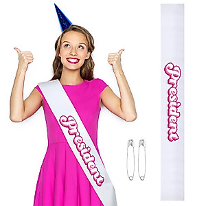 Sash Female Role-Playing Supplies with Pins for Halloween Events Elections Parties and Activities (President)
