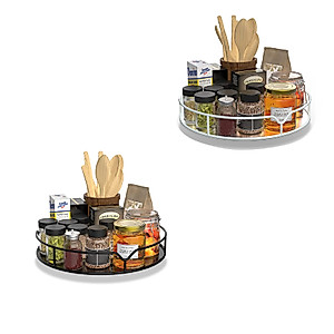 2 Pack - Lazy Susan Turntable Organizer - 10" Metal Rotating Spice Rack for Cabinet Pantry Refrigerator