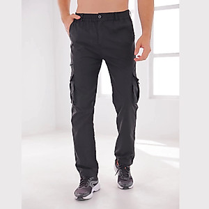 Men Casual Cargo Pant Lightweight Tactical Pant Hiking Jogger Classic Fit Multi Pockets 3XL