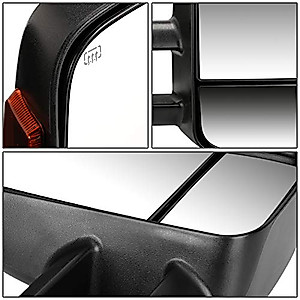 Pair Black Power Heated w/Amber LED Turn Signal Light Side Towing Mirrors Compatible with Silverado Sierra 14-20