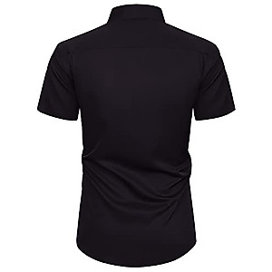 Alimens & Gentle Mens Short Sleeve Dress Shirts Regular Fit Solid Casual Button Down Shirts X-Large