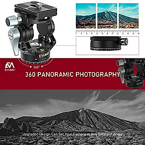 EVUMO H3 Mini Fluid Video Tripod Head, 360° Panoramic Compact Lightweight Camera Video Head for Tripod DSLR Camcorder Telescope, with Quick Release Plates & Detachable Handle, Max Load 8.8lbs/4.0kg