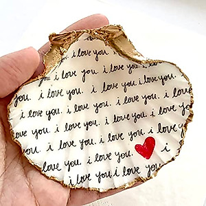 Nafiart Studio Love Trinket Dish - Natural Shell Jewelry Tray Organizer, Ring Holder - Home Decor - Gifts for Valentines Girlfriend Women Girl Gifts Present Birthday Red Heart Gift Box