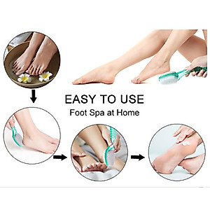 2 Pcs Foot Brush for Shower with Handle 2 in 1, Ooloveminso Large Foot Pumice Stone Brush Scrubber Foot File Calluses Remove Suitable for Horniness Foot Spa, Foot Care Smooth Skin (Green)