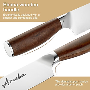 Areeba Chef Knife, Razor Sharp 8 Inch Kitchen Knife with Ebana Wood Handle High Carbon Stainless Steel Professional Cooking Chef's Knives with Gift Box