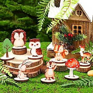 16 Pcs Woodland Animals Wood Table Centerpieces Forest Animals Cutout Shapes Creatures Table Topper for Woodland Camping Baby Shower Birthday Decorations Supplies