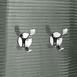 Wangel 2 Pack Towel Hooks, SUS304 Coat Robe Clothes Hook Modern Wall Hook Holder for Bathroom,Self-Adhesive Chrome Finished .