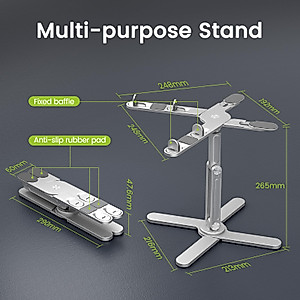 Lepow Portable Monitor Stand for Desk, Adjustable Laptop Riser ABS+Silicone Foldable Portable Monitor Holder, Space-Saving and Stable Notebook Stand for Below 15.6” Portable Monitor, Laptops,Tablet
