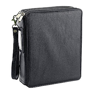 YOUSHARES 120 Slots Colored Pencil Case – Deluxe PU Leather Pencil Holder with Compartments for Watercolor Pencils (Black)