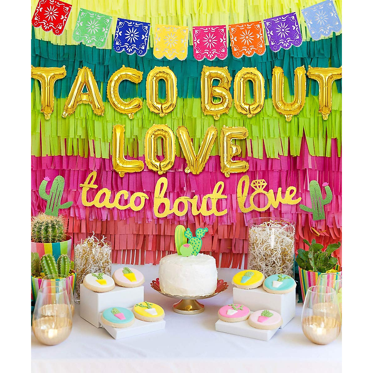 Fiesta Bridal Shower Decorations Mexican Taco Bout Love Balloon Cactus Garland Papel Picado Banner for Engagement Bachelorette Party