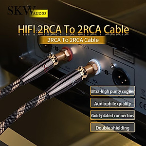 SKW Upgrad Audiophiles Audio Cable 2RCA Male to 2RCA Male HiFi System Converter Adapter with Diameter 12.8mm Black 4.9ft (1.5M)