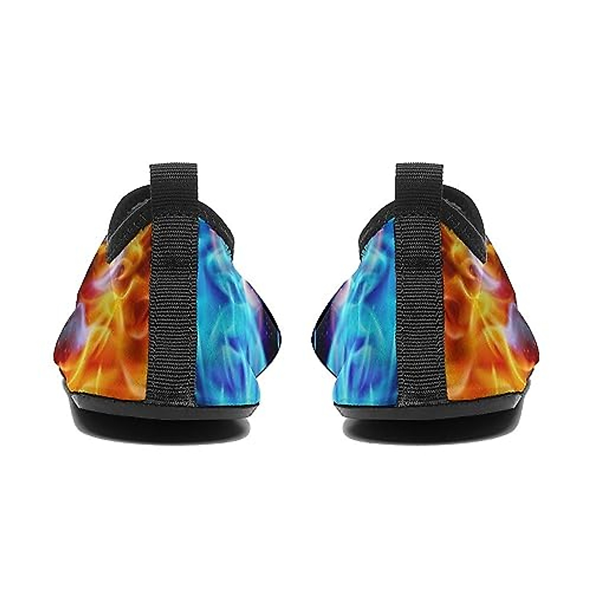 Water Shoes for Womens Mens Barefoot Quick-Dry Aqua Socks for Beach Swim Surf Yoga Exercise (Ice Blue and Red Fire Flame Dragon)