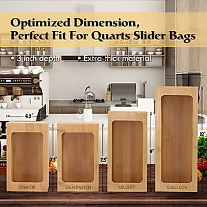 Storage Bag Organizer for Kitchen Drawer Organization, Bamboo Ziplock Bag Organizer for Drawer, Plastic Bag Organizer, Compatible with Quart Sliders, Snack & Sandwich Bag Organizer, Food Baggie Holder