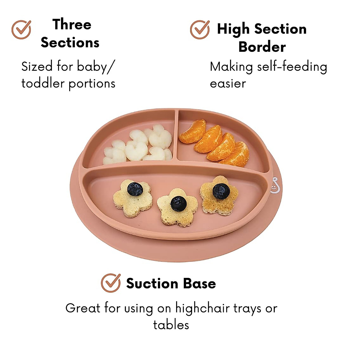 Mini Yummi 4 Piece 100% Silicone Suction Non-Slip Baby Feeding Set Includes Divided Plate + Bowl + Silicone Cup & Spoon for Infants & Toddler Dishwasher-Safe, Microwave-Safe, Freezer-Safe, BPA Free