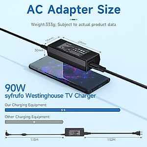 19V Power Cord for Westinghouse TV 24 32 40 42 46 inch, Charger for LD-2480, LD-3255VX, LD-4255VX, LD-4680, LD-4695, UW40TA2W, UW32SC1W, UW32S3PW, UW40TC1W Monitor Power Supply