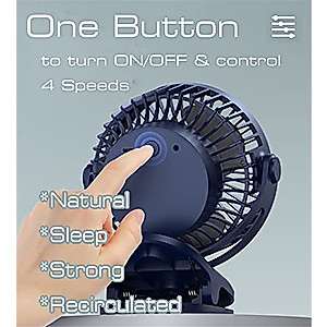 DUOLE Portable Table Fan Clip-on Hanging Fan Powered by Built-in Rechargeable Batteries or Power Bank or Other Power Sources