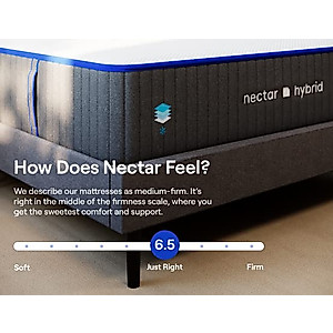 Nectar Hybrid Queen Mattress 12 Inch - Medium Firm Gel Memory Foam - Steel Springs - Cooling Technology - 365-Night Trial - Forever Warranty, White