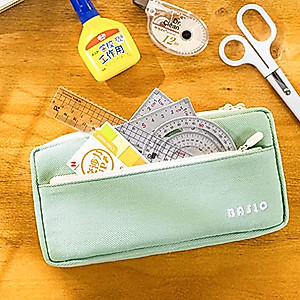iSuperb Big Capacity Pencil Case Large Pencil Pouch Passport Bag Zipper Stationery Storage Cosmetic Makeup Bag Organizers for Women (Beige)
