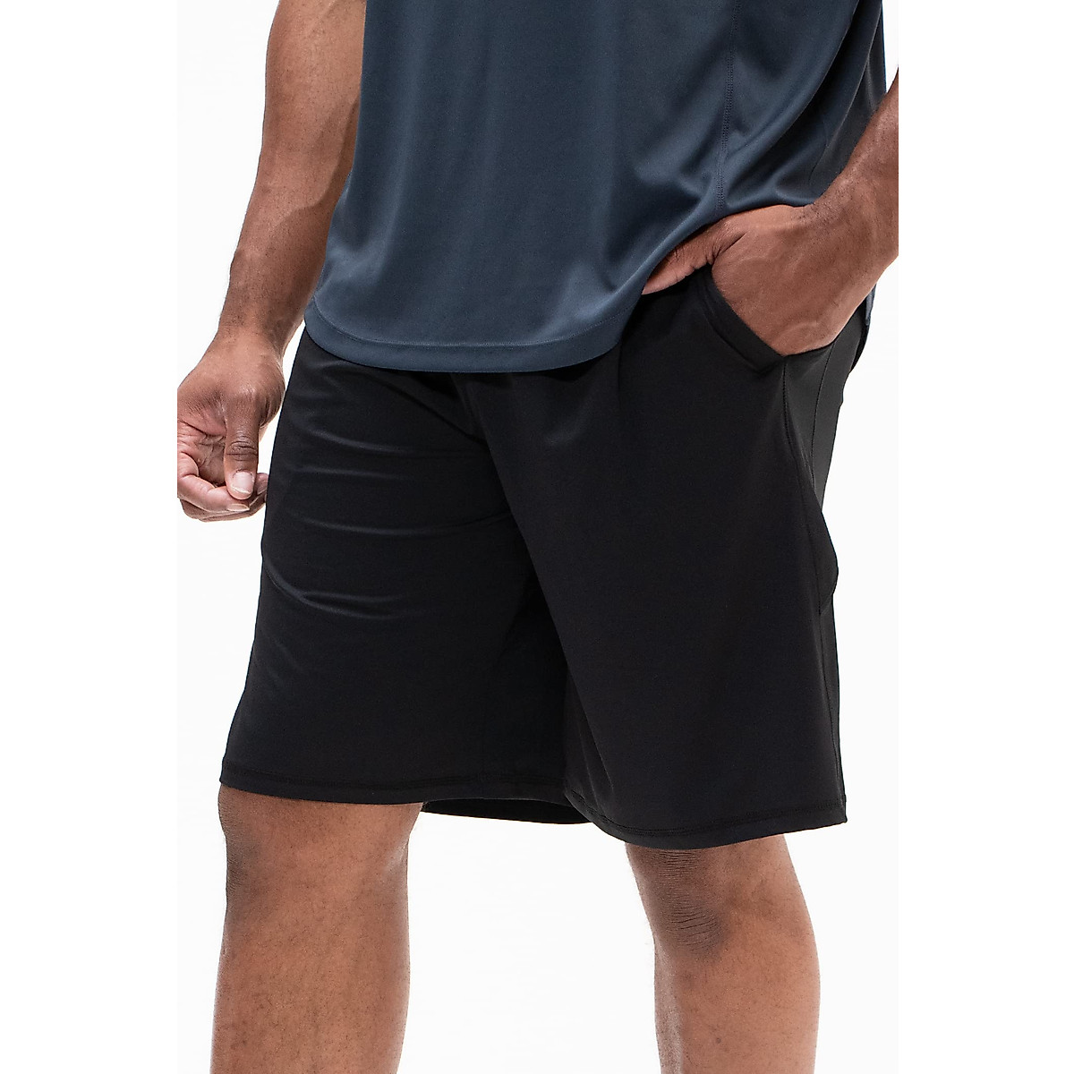 DEVOPS Men's 2-Pack Loose-Fit 10" Workout Gym Shorts with Pockets (Medium, Black/Navy)