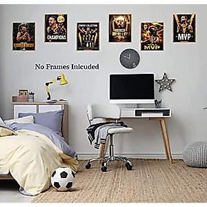 Stephen Curry Wall Art Posters, MVP Stephen Curry Art Prints, Inspirational Success Basketball Canvas Wall Art, Basketball Motivational Posters for Man Cave Boys Room Decor, Set of 6(8"x10" Unframed)