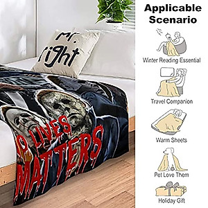 Luxury Michael Halloween Myers Throw Blanket, Fleece Halloween Blankets and Throws for All Seasons, Wearable Air Conditioned Blanket 40"x50"