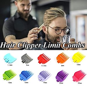10PCS Guide Combs for Most Hair Clippers,Universal Hair Clipper Limit Comb Guide Attachment Replacement With Clip,Hair Clipper Guide Comb,A