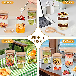 Xyptorix 6-Pack Overnight Oats Containers with Lids - Wide Mouth Mason Jars 16 oz, Easy to Clean Glass Jars with Bamboo Lid for Oatmeals, Chia Pudding, Salad, Yogurt, Snacks, Spice, Coffee