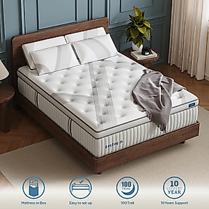King Mattress, Lechepus 14Inch Medium Plush King Size Mattress in Box, Hybrid Mattress with Memory Foam & 7-Zone Individual Pocket Spring Mattress, Supportive & Pressure Relief, 76"*80"