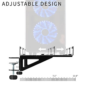 VIVO Clamp-on Desk Extender PC Desk Mount Holder with Wall Mount Option, Standard and Large Gaming Computer Case Stand, Adjustable with Secure Locking, Black, MOUNT-PC07G