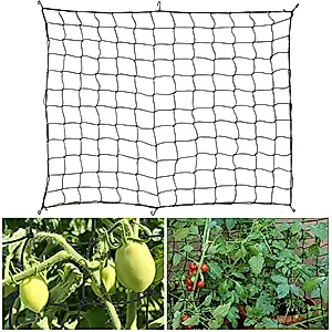 Trellis Net for Climbing Plants - Stretch to 5x5ft Elastic Grow Tent Scrog Net with 6 Hooks, Flexible Trellises Plant Growing Netting for Outdoor Garden Balcony Yard Plants