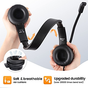 Headsets with Microphone for Laptop, 3.5mm Wired Computer Headset Super-Lightweight Noise Cancelling Headphones with in-line Control Volume & Mute, PC Headset Perfect for Classroom, Home or Office