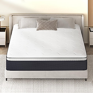 Z-hom King Mattress 14 Inch, King Mattresses Hybrid Spring Mattress in a Box, King Size Foam Innerspring Mattress with Motion Isolation & Pressure Relief for King Bed Frames, Medium Soft, White Grey