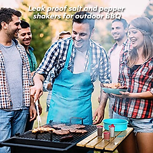 Salt and Pepper Shakers Set of 2 - Jelife 4.3oz Salt Shaker with Lid Medium Airtight Plastic Spice Jar, Moisture-Proof Spice Dispenser Set to go for Travel Camping Picnic Outdoors Kitchen Lunch Boxes