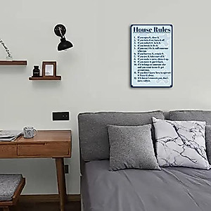 House Rules Sign Bar Rules Funny Metal Tin Sign, House Rules Wall Decor Wall Signs Family Rule Plaque Sign Funny Kitchen Wall Decor