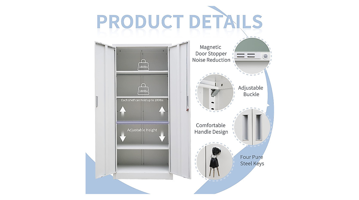 YEEZER 71" Metal Storage Cabinet with Locking Doors