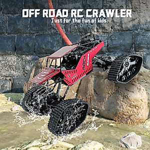 RC Monster 2 in 1 Remote Control Car for Boys Girls, 1:14 Scale 25+ KM/H RC Trucks Car 2.4GHz All Terrains Off Road Monster Crawler Vehicle Toy with 2 Rechargeable Batteries (Red)