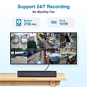 Anpviz 8CH 4K PoE Security Camera System, 6pcs 8MP Wired PoE IP Cameras with Person Vehicle Detection, Smart Dual Light Color Night Vision, 4K/8MP 8CH NVR with 2TB HDD for Business Home (U Series)