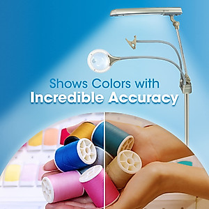 OttLite Ultimate 3-in-1 Craft Lamp, (Floor, Table and Clamp-On Lamp) 24w Energy Efficient Light Bulb for Bright Natural Daylight - Built-in Outlet, Adjustable Neck, 2X Magnifier & Versatile Height