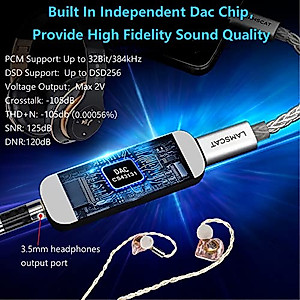 LAMSCAT Portable Headphone Amp, LC2100 Series, Mini HiFi DAC Chip CS43131, 3.5mm Output Support up to 384KHz/32bit (3.5mm)