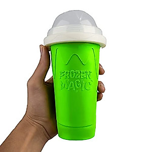 Ragnify Slushy Cup Slushie Maker Ice Cup Silica Cup Pinch Cup Summer Cooler Smoothies Cup Double Layer Squeeze Cup Slush Maker Cup Home DIY Smoothie Cup for Children and Adult (Green)