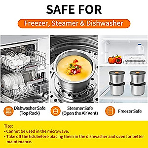 Stainless Steel Metal Food Storage Containers with Lids 440 * 3 Food Preservation Lunch Box Containers Leak-proof Light Easy Set with Air Vent Snack Boxes for People, Kitchen Storage…