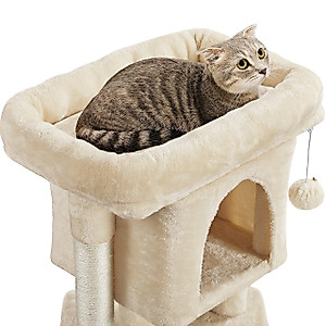 Yaheetech 23.5in Cat Tree Tower, Cat Condo with Sisal-Covered Scratching Posts, Cat House Activity Center Furniture for Kittens, Cats and Pets - Beige